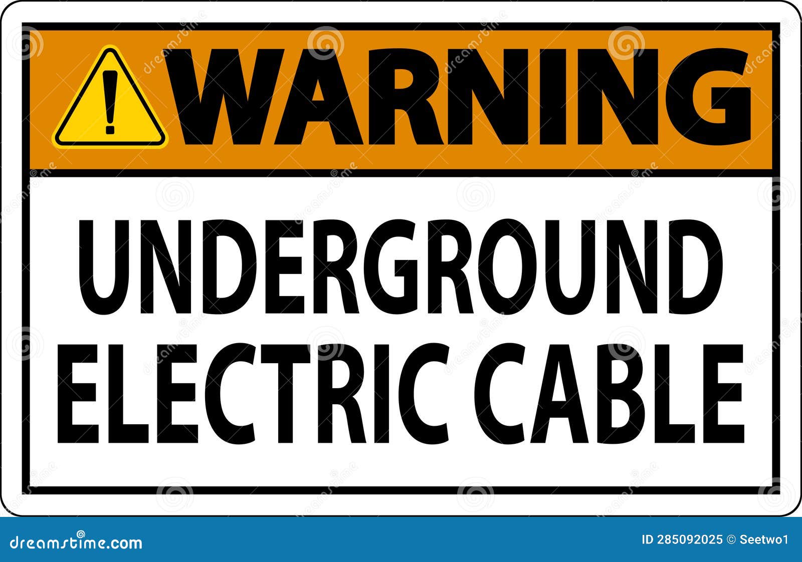 Warning Sign, Underground Electric Cable Stock Vector - Illustration of ...