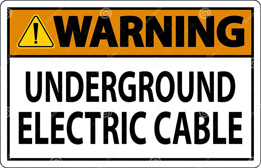 Warning Sign, Underground Electric Cable Stock Vector - Illustration of ...