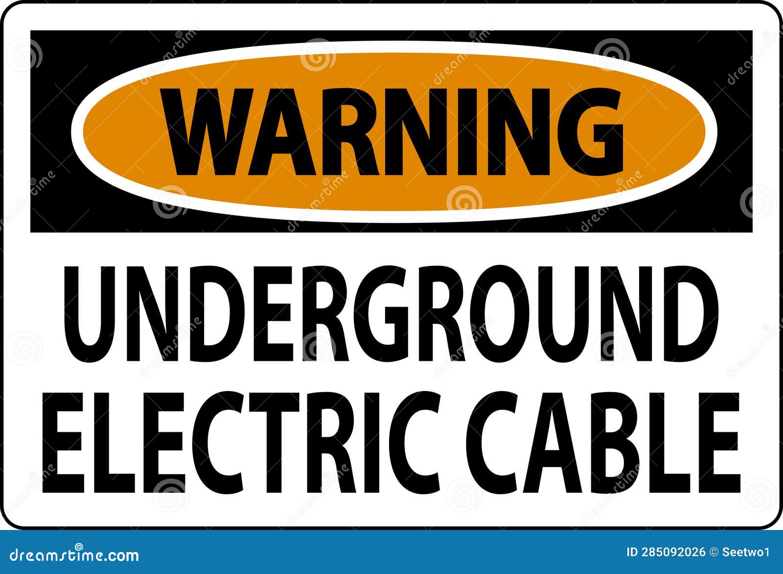 Warning Sign, Underground Electric Cable Stock Vector - Illustration of ...