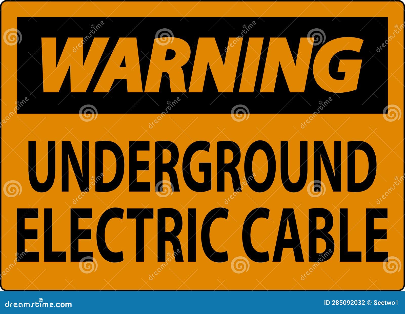 Warning Sign, Underground Electric Cable Stock Vector - Illustration of ...