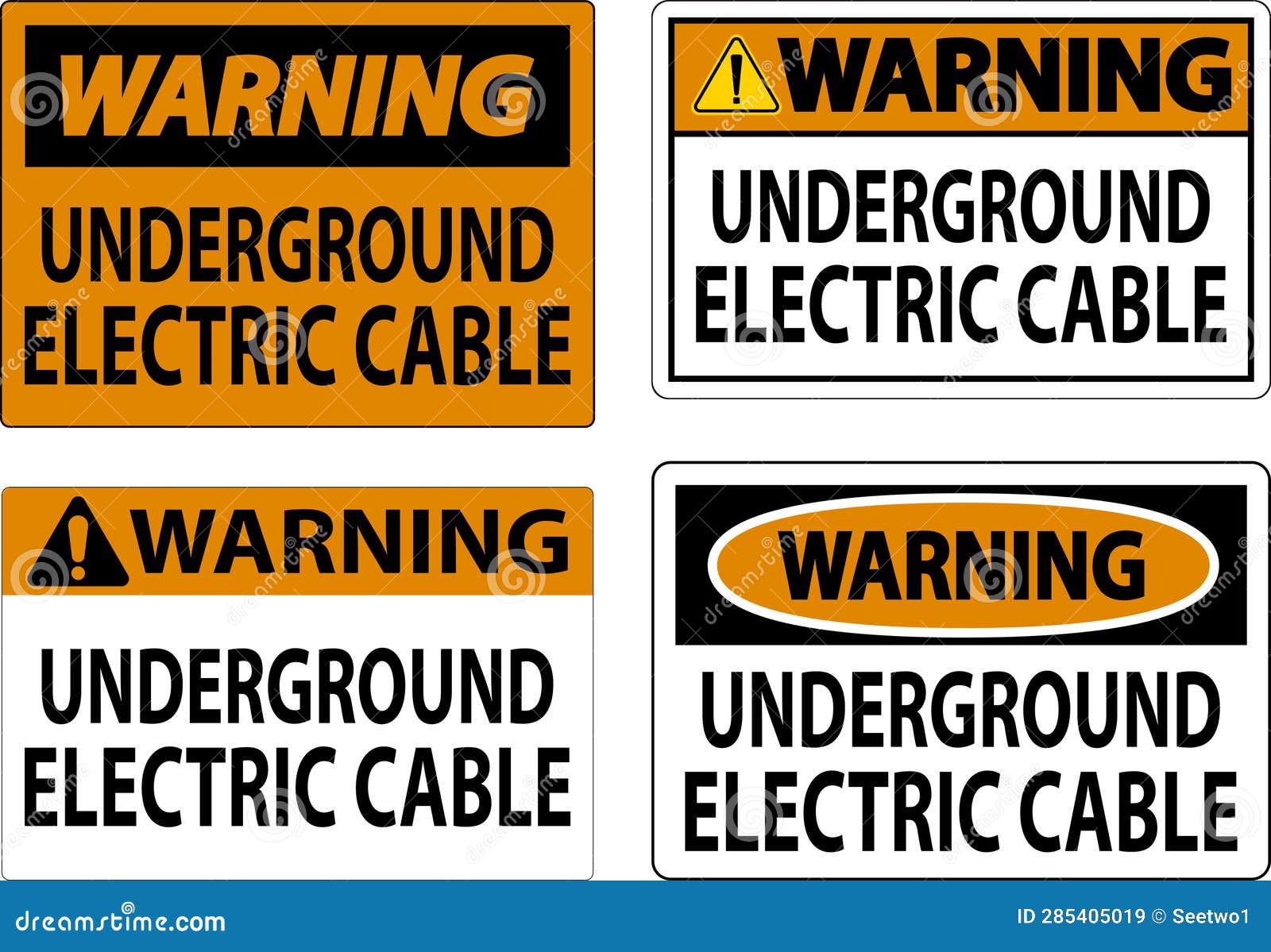 Warning Sign, Underground Electric Cable Stock Vector - Illustration of ...