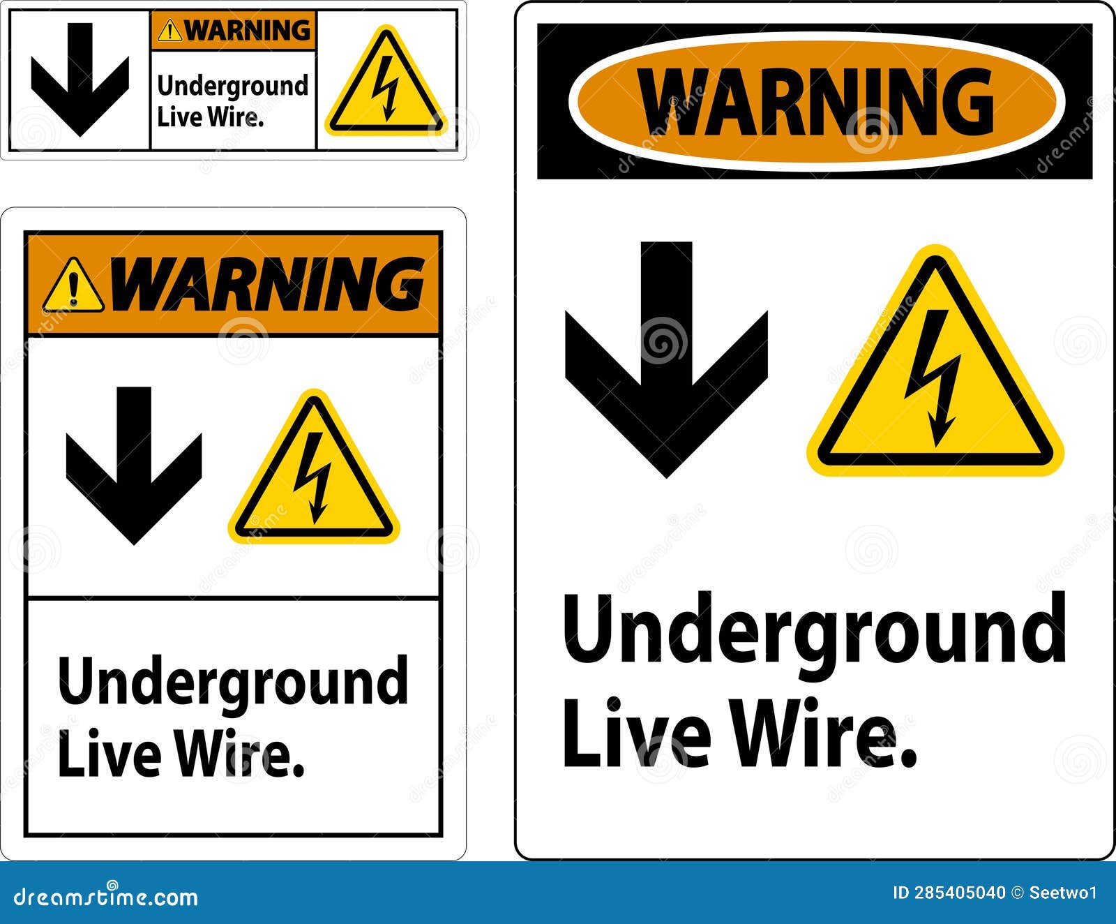 Warning Sign, Underground Live Wire Stock Vector - Illustration of ...