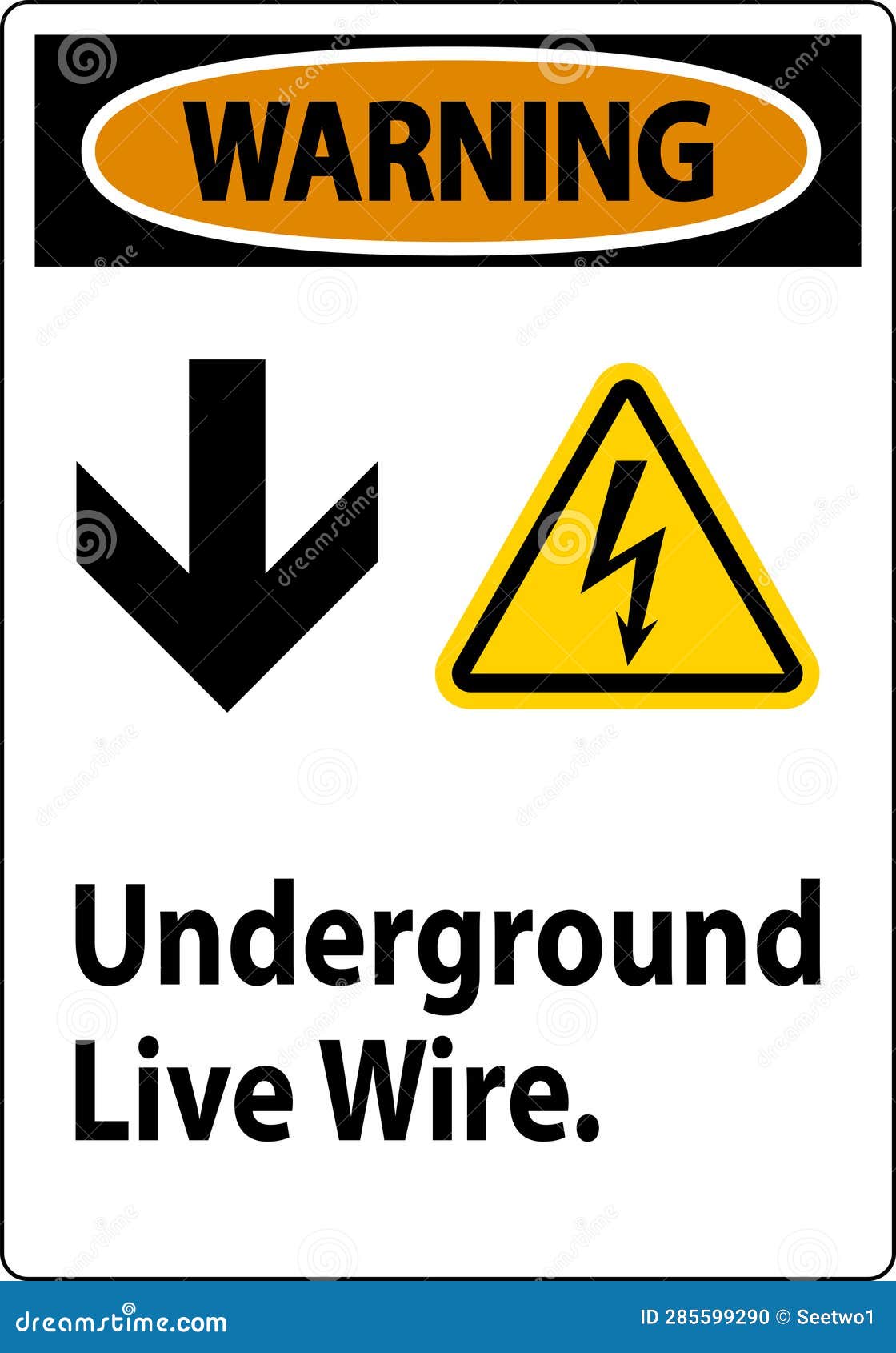 Warning Sign, Underground Live Wire Stock Vector - Illustration of ...