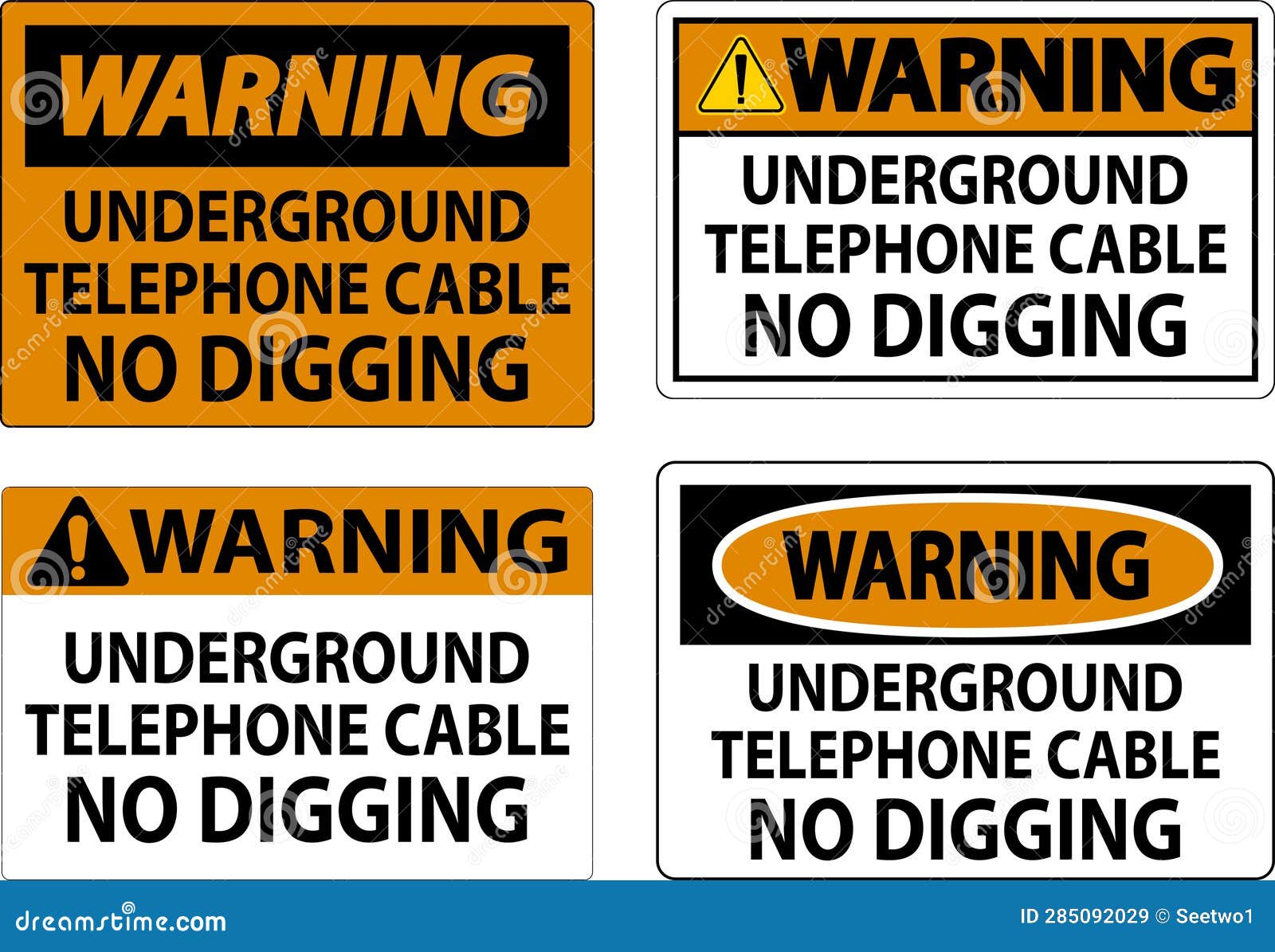 Warning Sign, Underground Telephone Cable No Digging Stock Vector ...