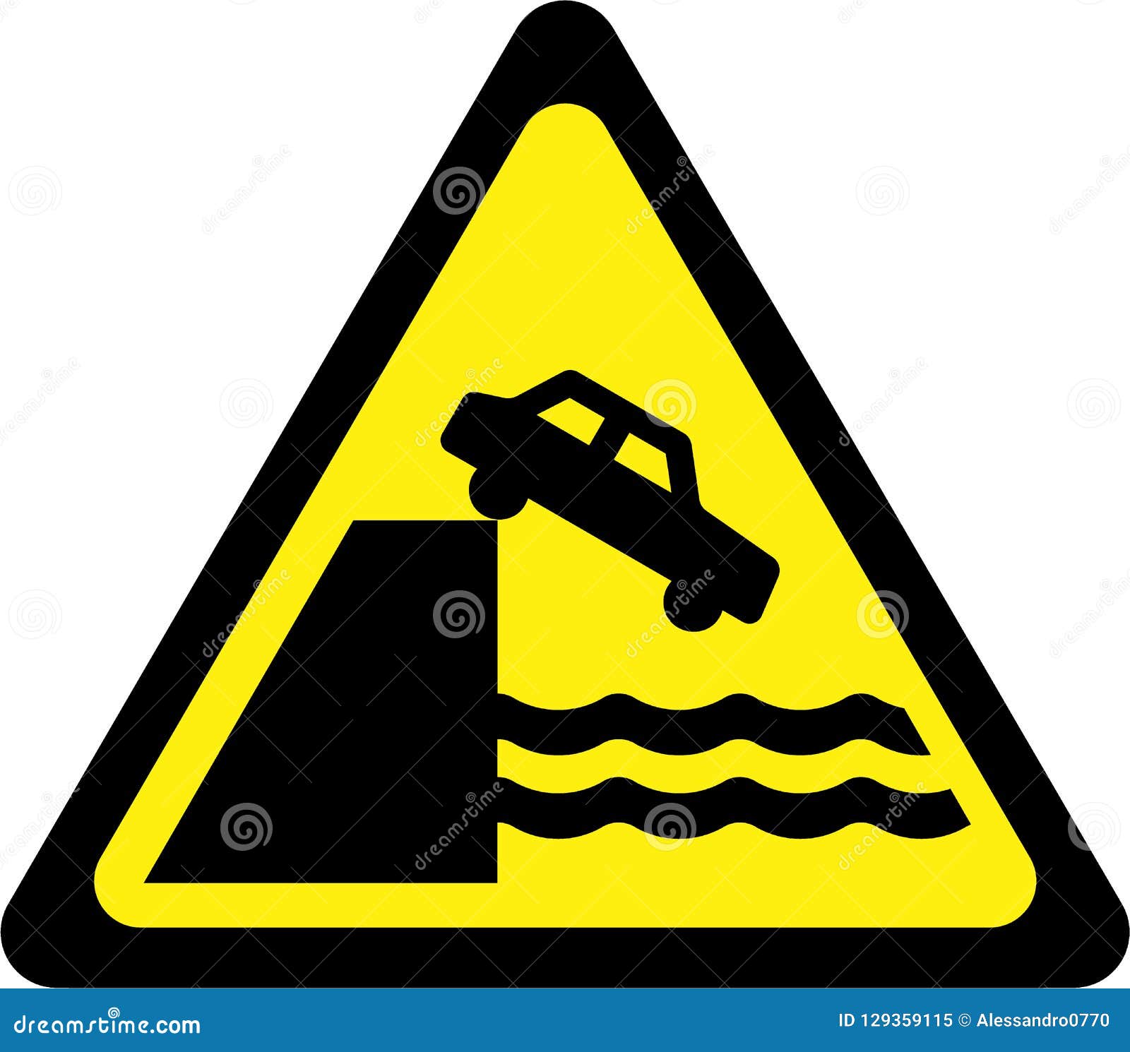 Warning Unprotected Edge Hazard Sign Icon Of 3 Types Color, Black And ...