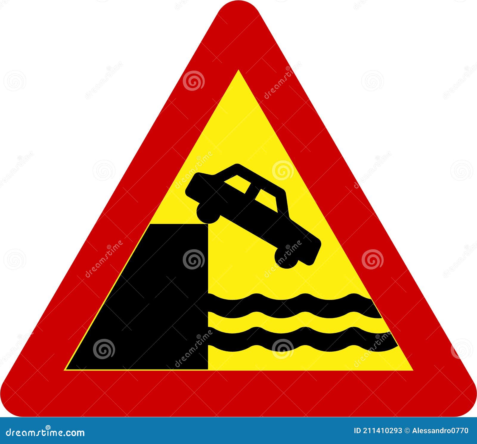 Warning Unprotected Edge Hazard Sign Icon Of 3 Types Color, Black And ...