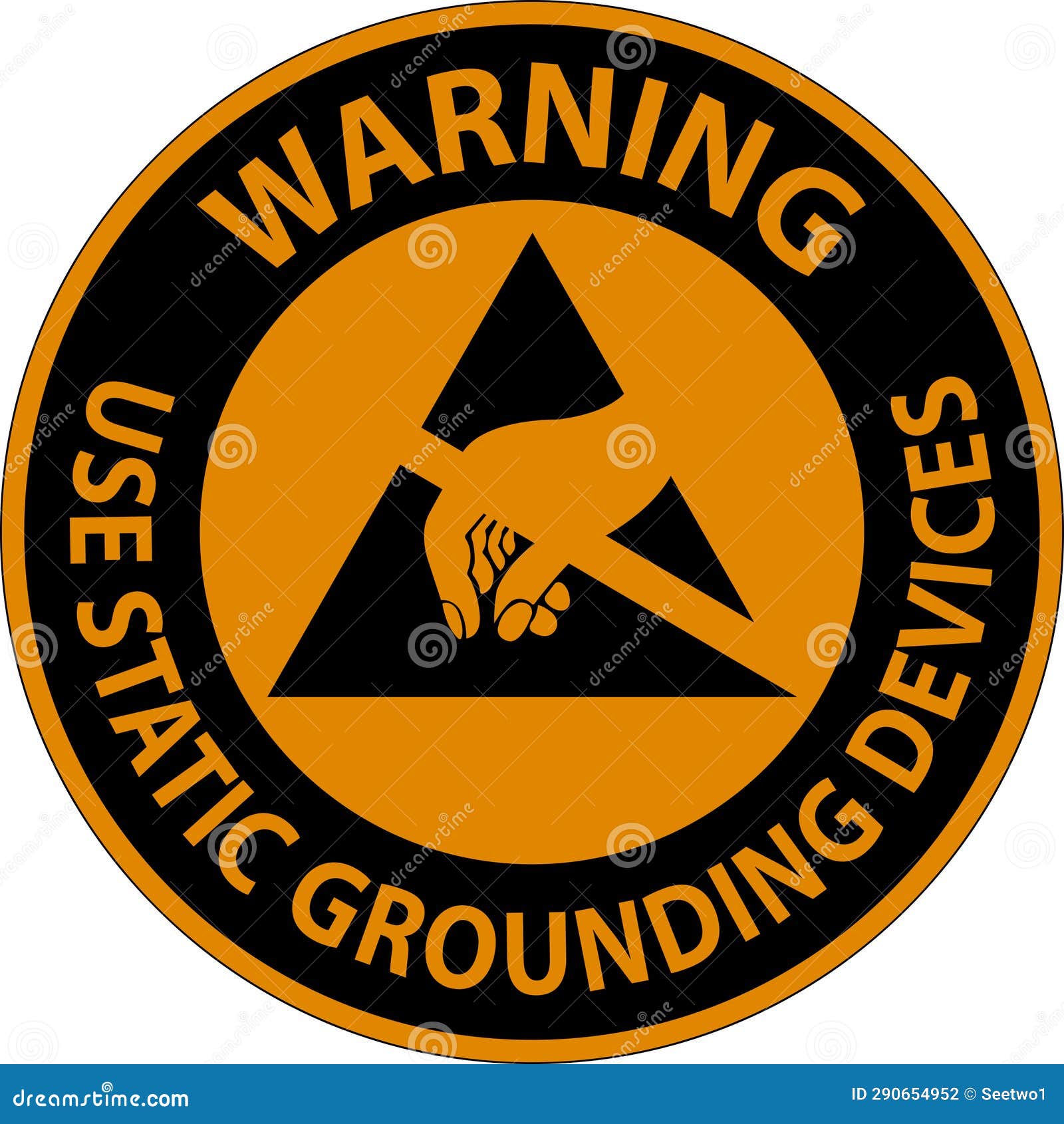 Warning Sign Use Static Grounding Devices Stock Vector - Illustration ...
