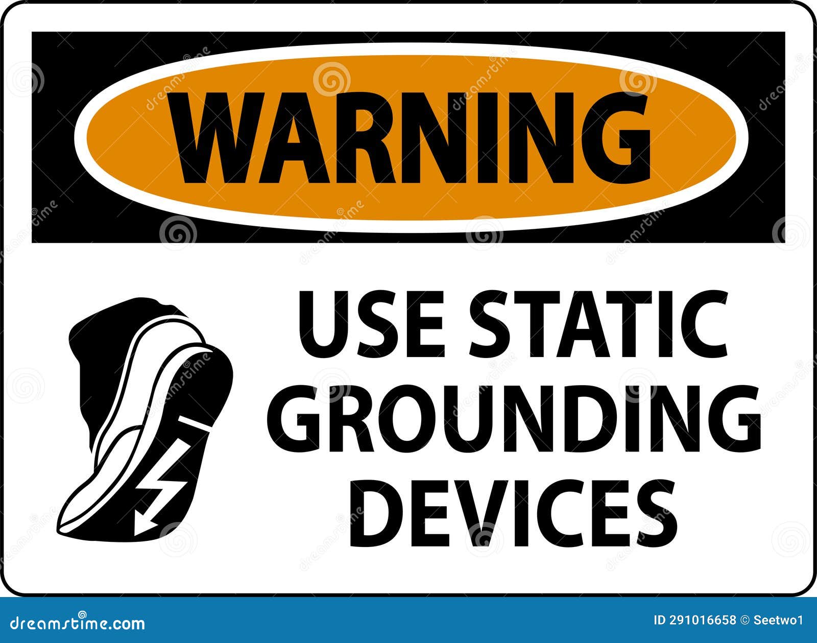 Warning Sign Use Static Grounding Devices Stock Vector - Illustration ...