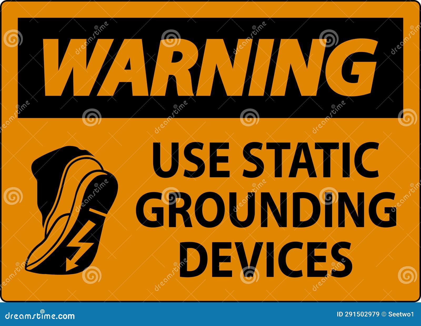 Warning Sign Use Static Grounding Devices Stock Vector - Illustration ...
