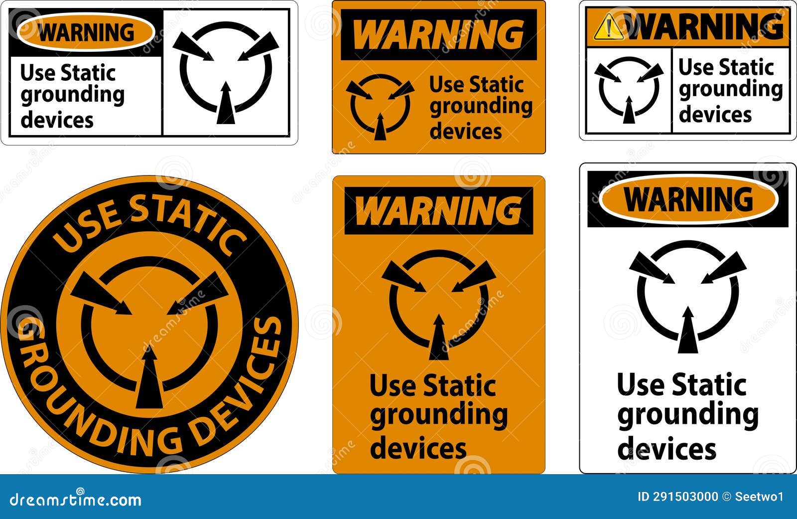 Warning Sign Use Static Grounding Devices Stock Vector - Illustration ...