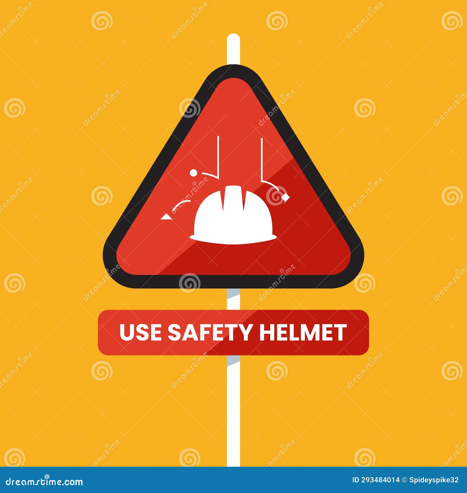 A Warning Sign for Using Safety Helmet. Isolated Vector Illustration ...