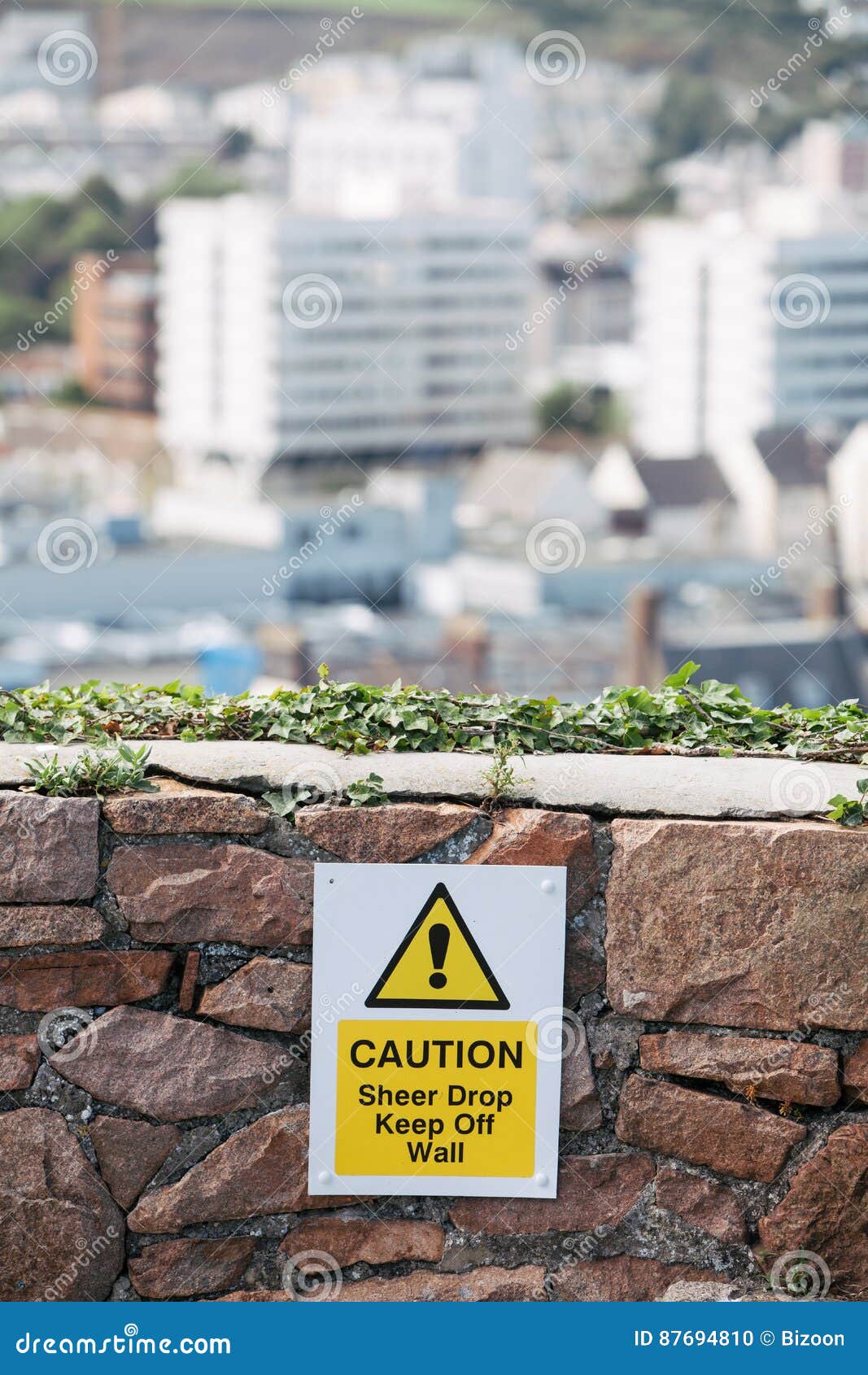 Warning sign on wall stock photo. Image of beware, outdoor - 87694810
