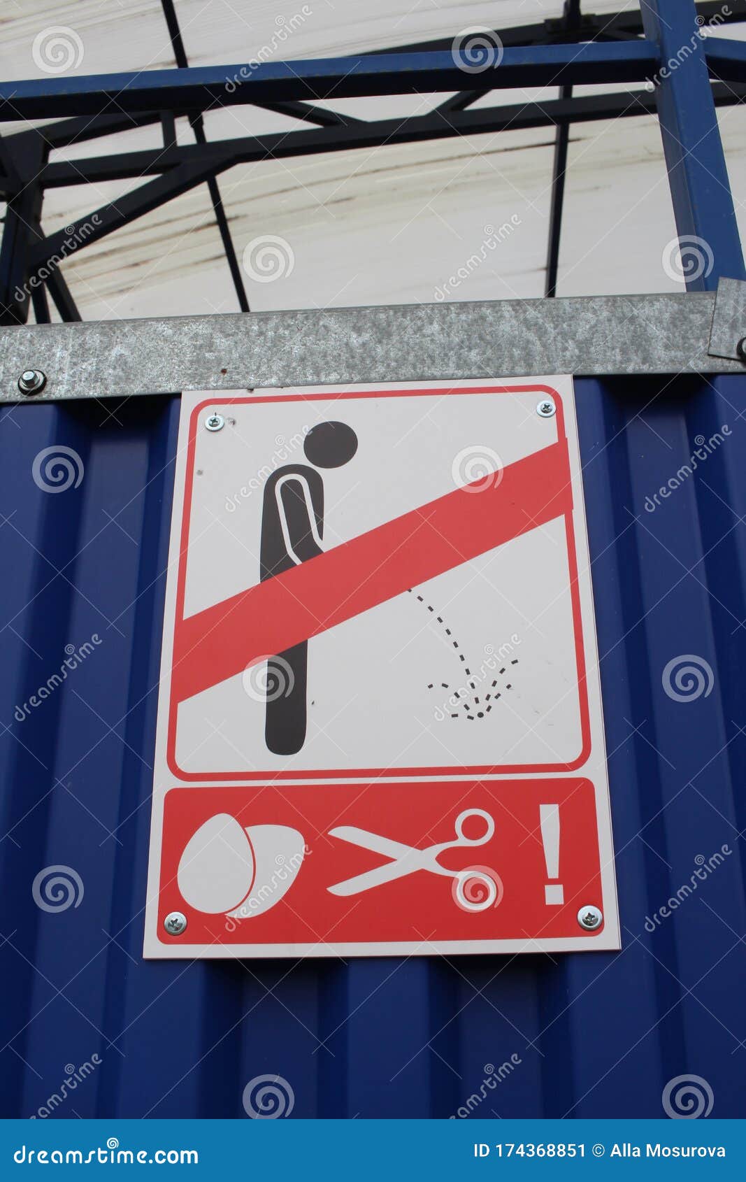 Warning Sign on the Wall Funny Image of a Person is Prohibited Stock ...