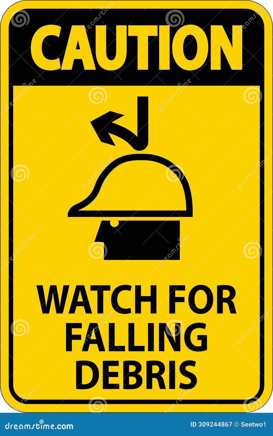 Warning Sign, Watch for Falling Debris Stock Vector - Illustration of ...