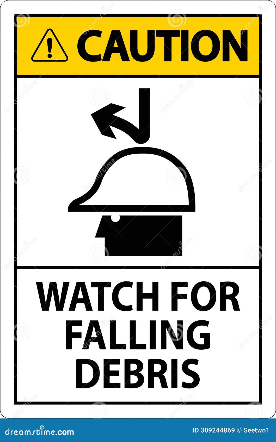 Warning Sign, Watch for Falling Debris Stock Vector - Illustration of ...