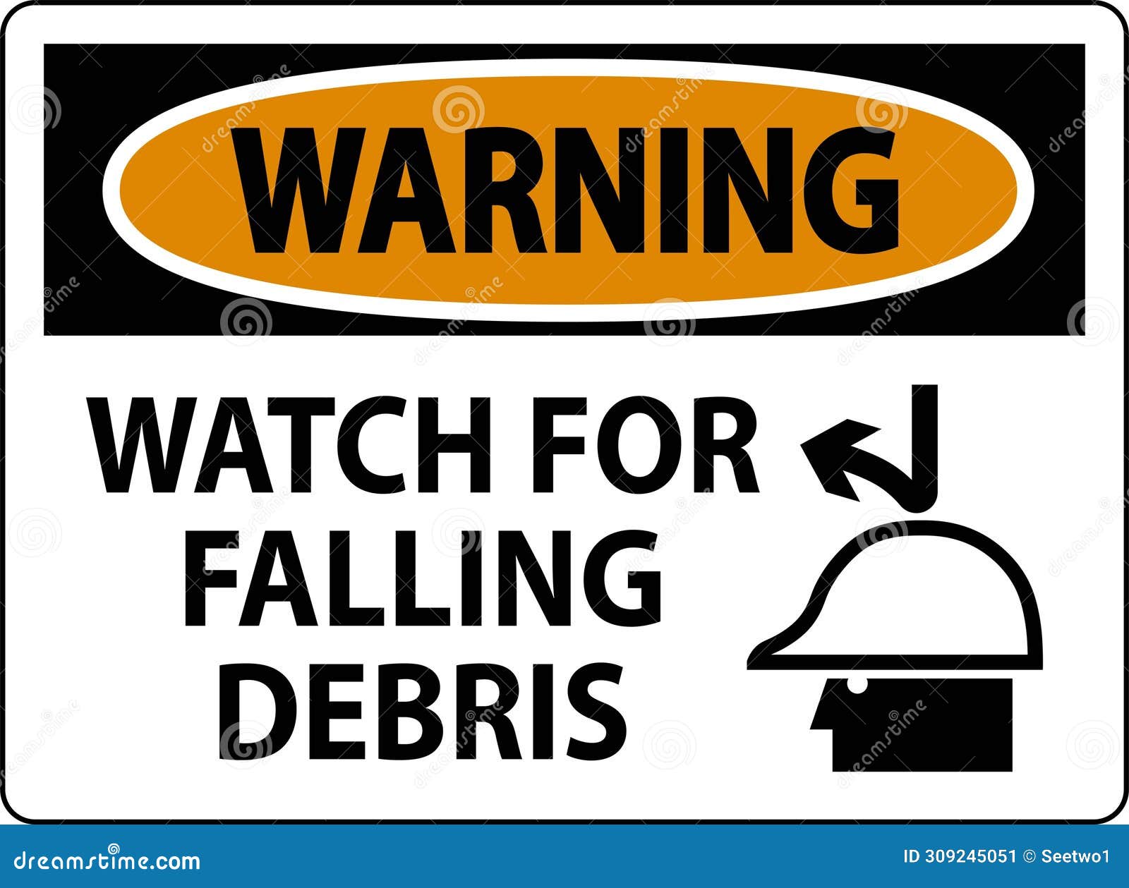 Warning Sign, Watch for Falling Debris Stock Vector - Illustration of ...