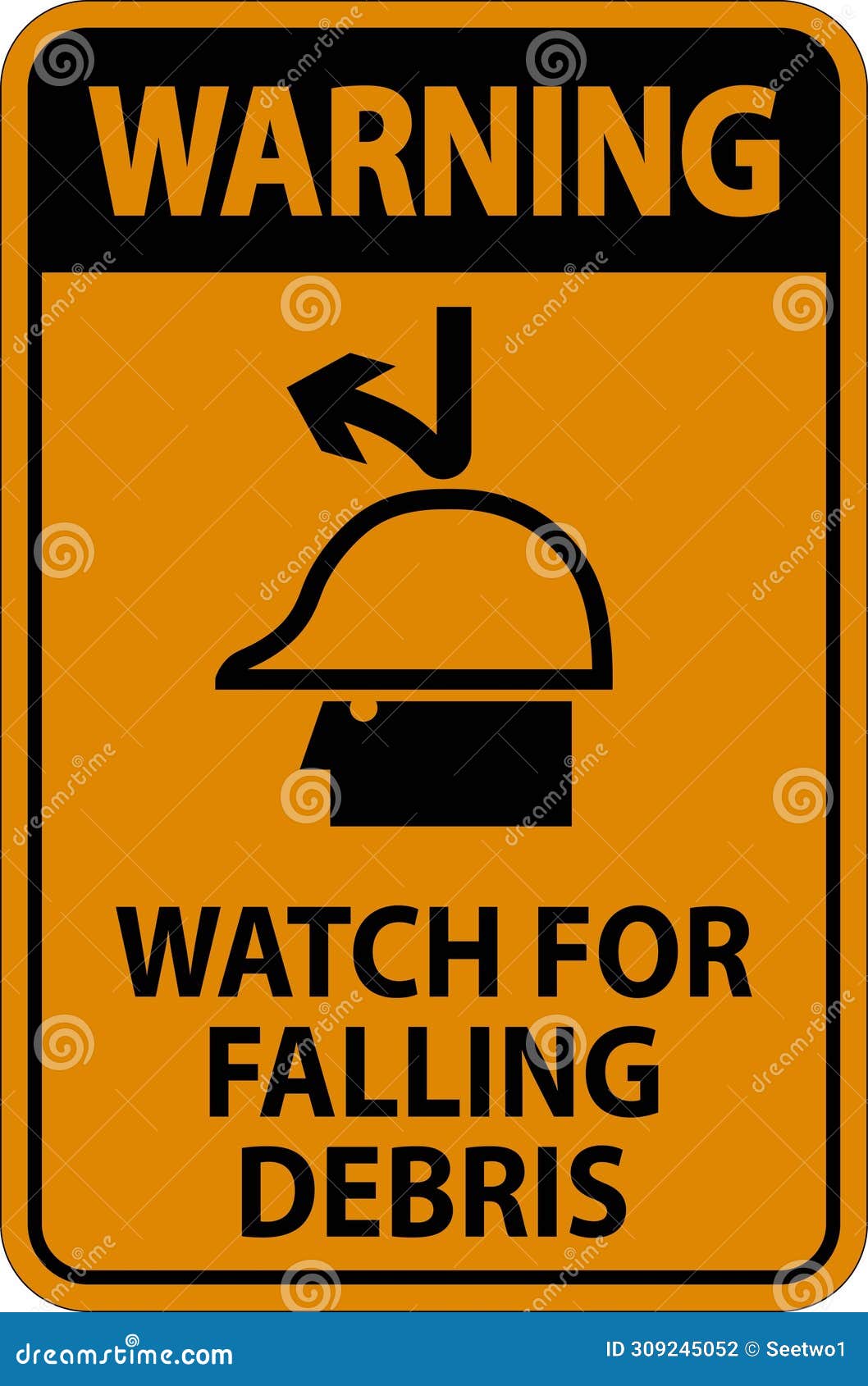 Warning Sign, Watch for Falling Debris Stock Vector - Illustration of ...