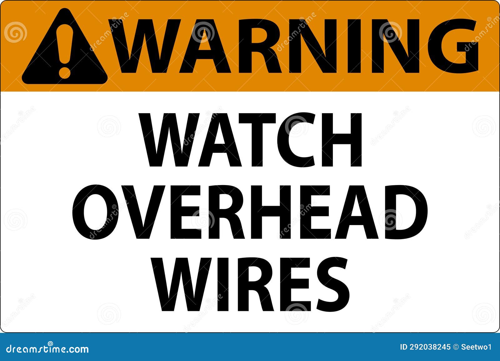 Warning Sign Watch Overhead Wires Stock Illustration - Illustration of ...