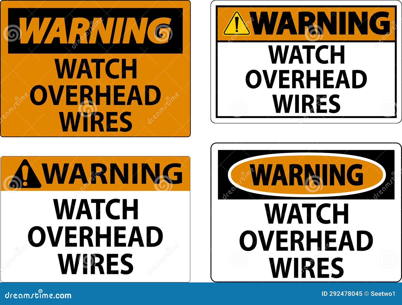 Warning Sign Watch Overhead Wires Stock Vector - Illustration of injury ...