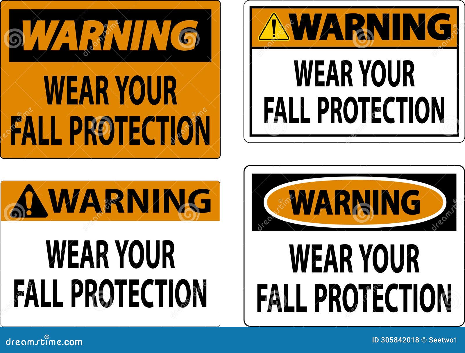 Warning Sign, Wear Your Fall Protection Stock Vector - Illustration of ...