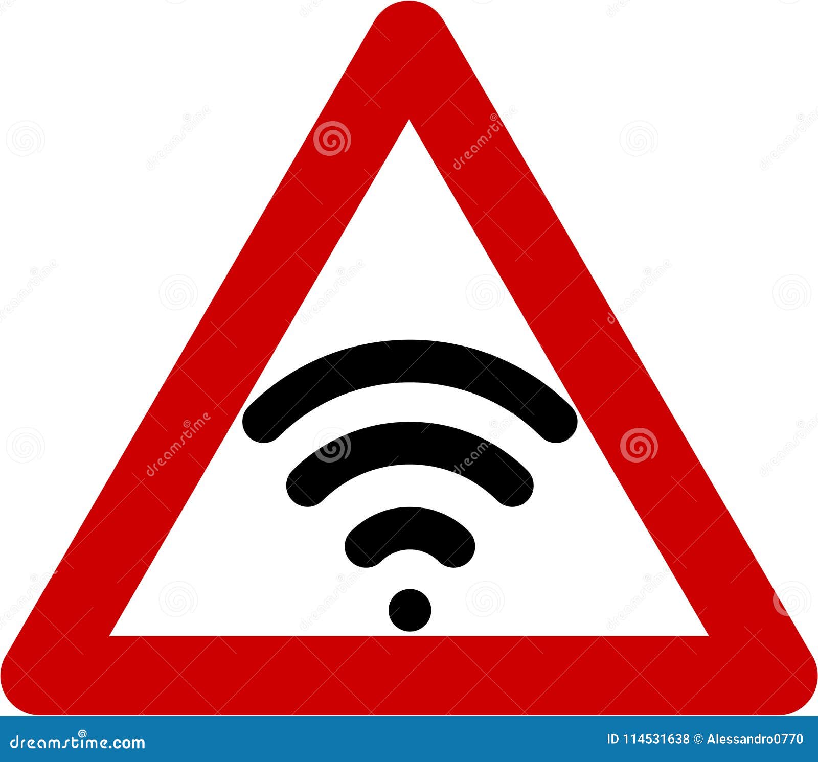Warning sign with wireless stock illustration. Illustration of icon ...