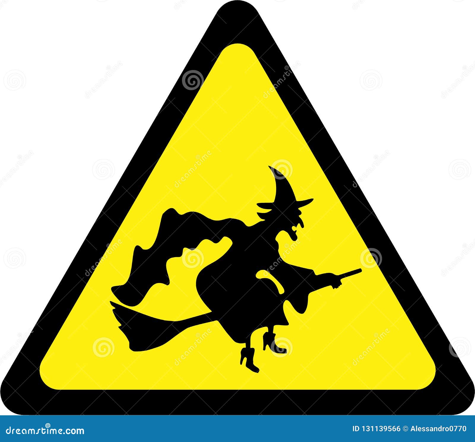 Witch Hazard Warning Attention Sign Sahaped Cartoon Vector Illustration ...