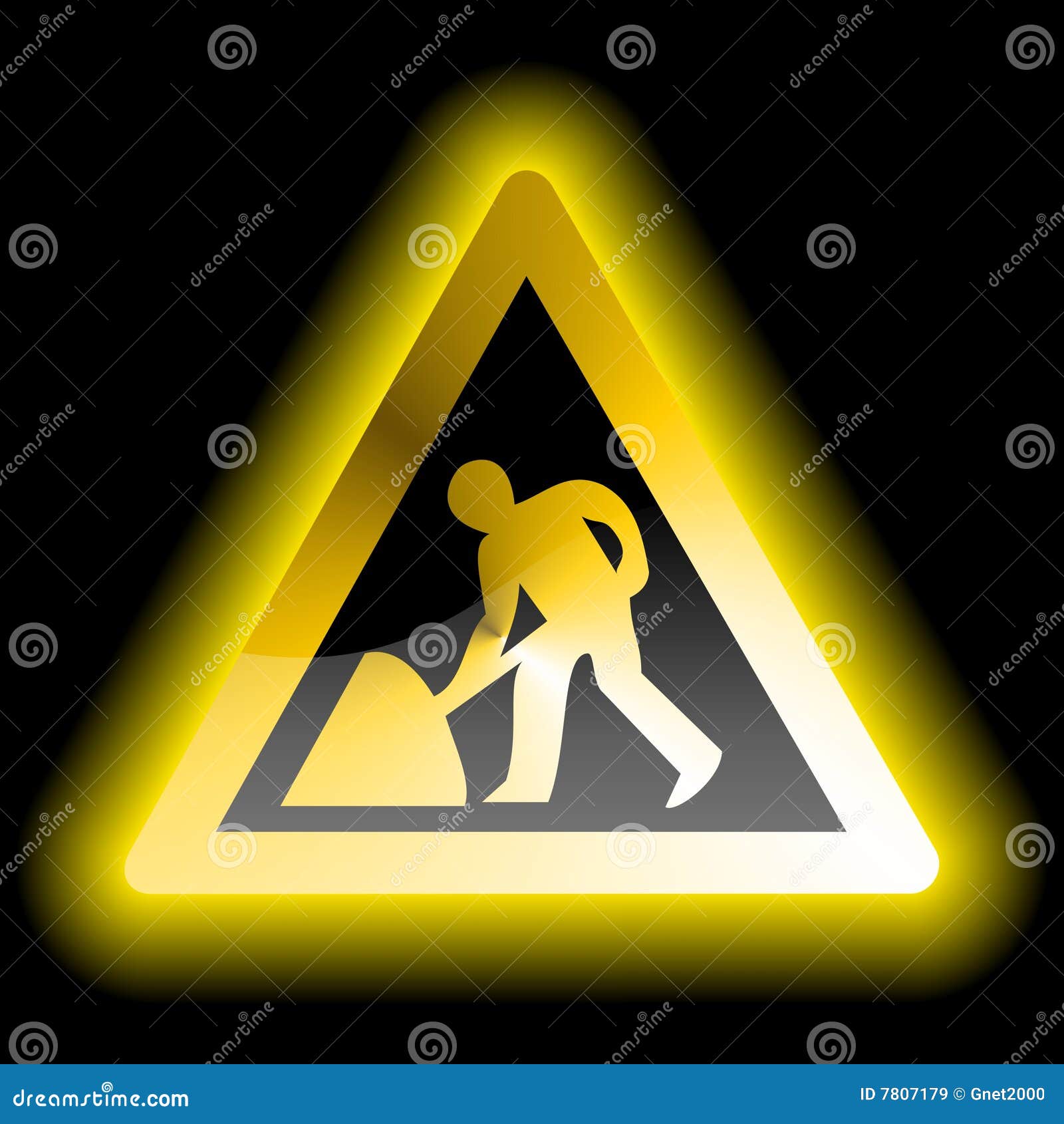 Warning Sign - Work on Road Stock Illustration - Illustration of sign ...