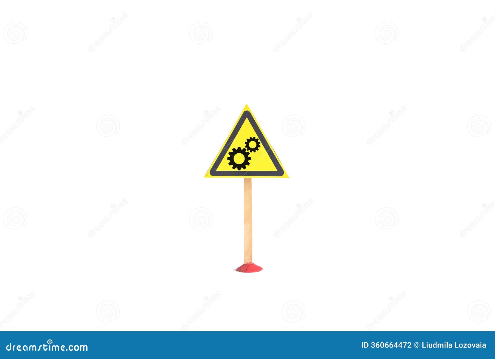 Warning Sign "working Mechanisms" in the Form of a Yellow Triangle on ...