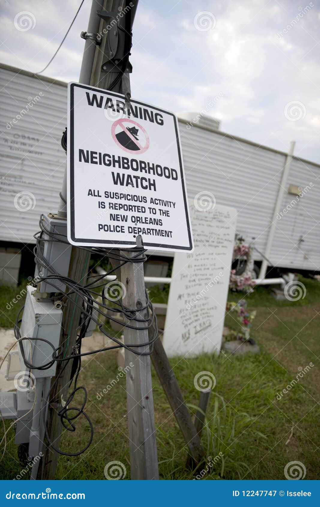 Warning Sign in Yard after Hurricane Katrina Stock Image - Image of ...