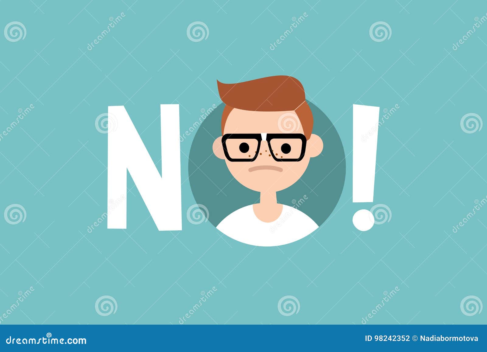 Warning Sign: Young Nerd Says No Stock Illustration - Illustration of ...