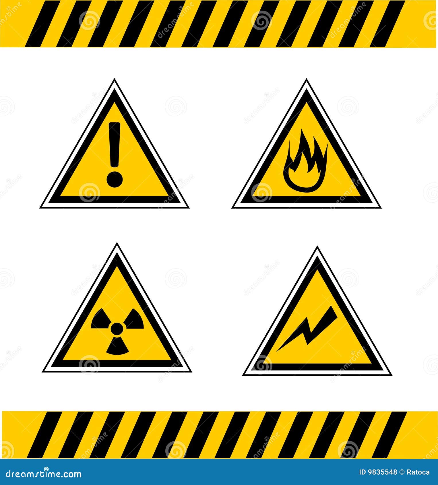 Warning signals stock vector. Illustration of yellow, triangular - 9835548