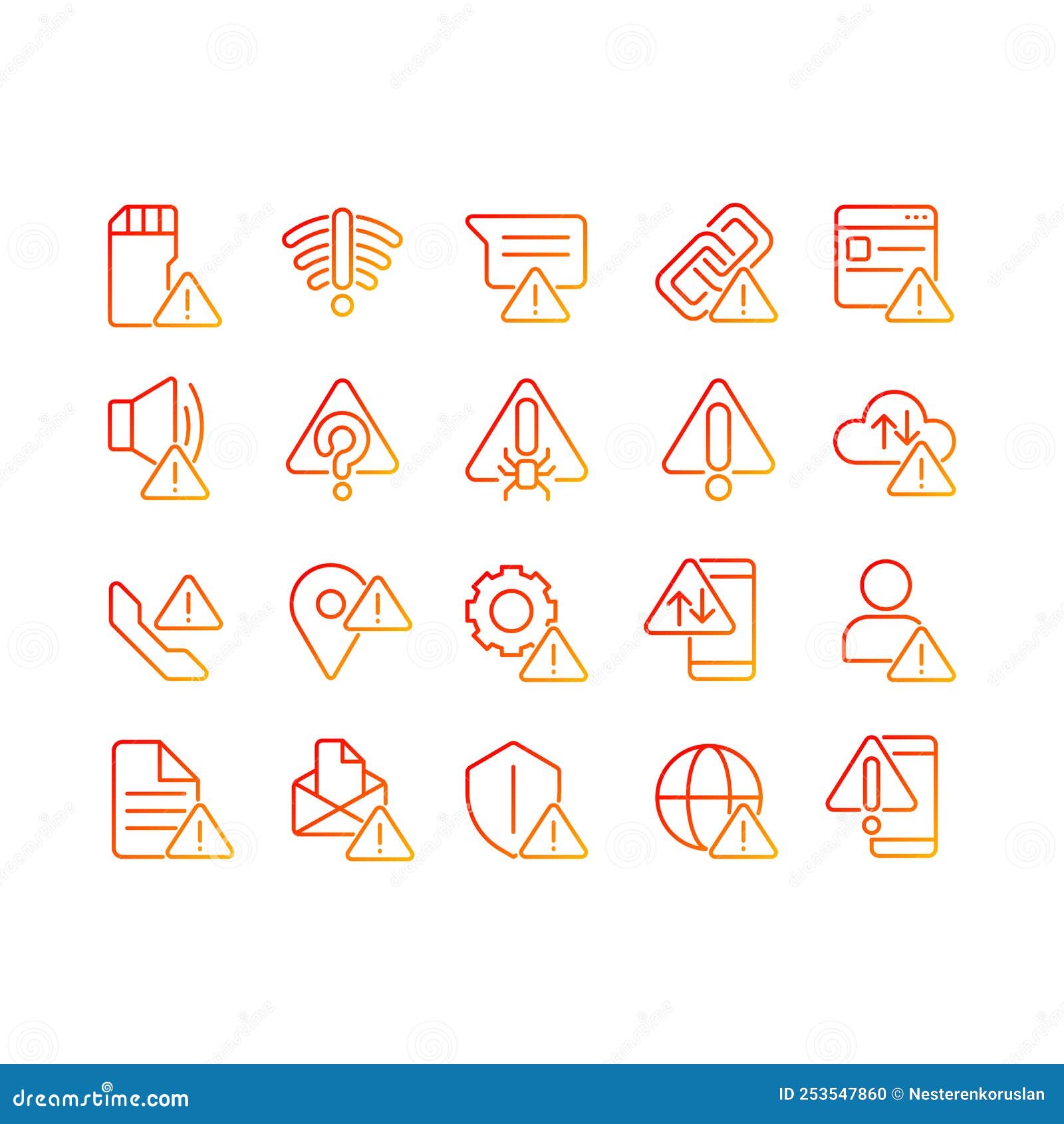 Warning Signals Pixel Perfect Gradient Linear Vector Icons Set Stock ... Warning Signals Pixel Perfect Gradient Linear Vector Icons Set Stock ...