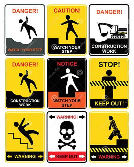 Warning signs stock vector. Illustration of stumble, sign - 19118641