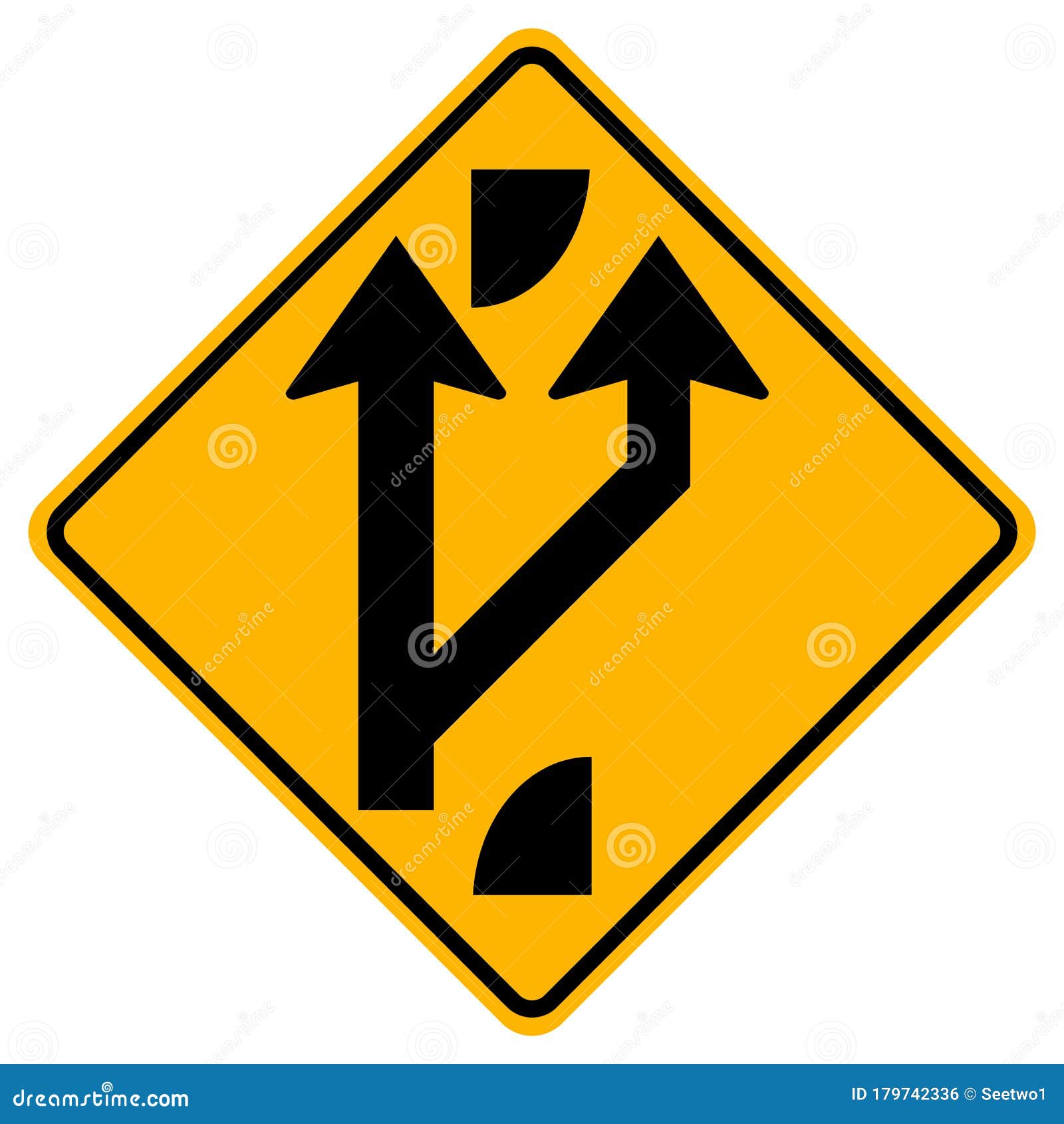 Warning Signs Added Lane Ahead on White Background Stock Vector ...