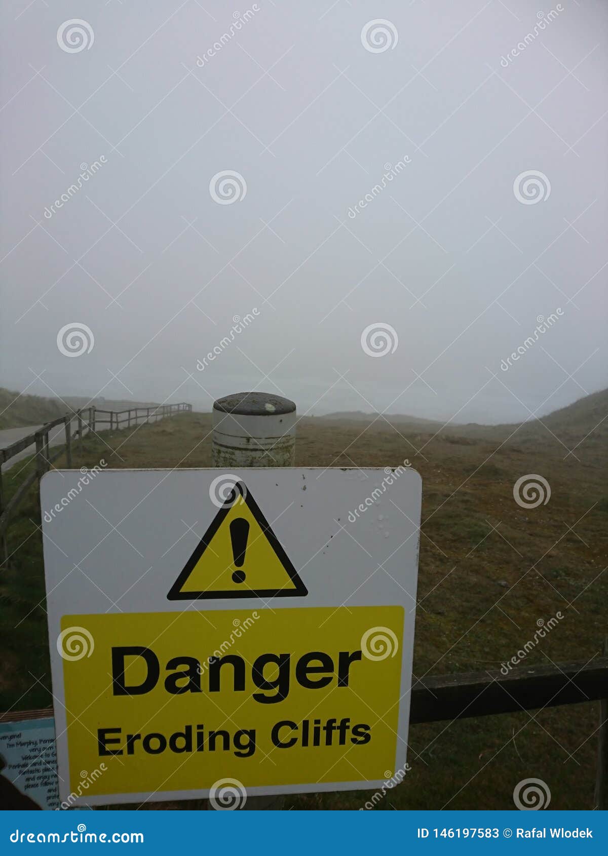Warning Signs. Be Careful when Walking, Dander Clifs, Eroding Cliffs ...