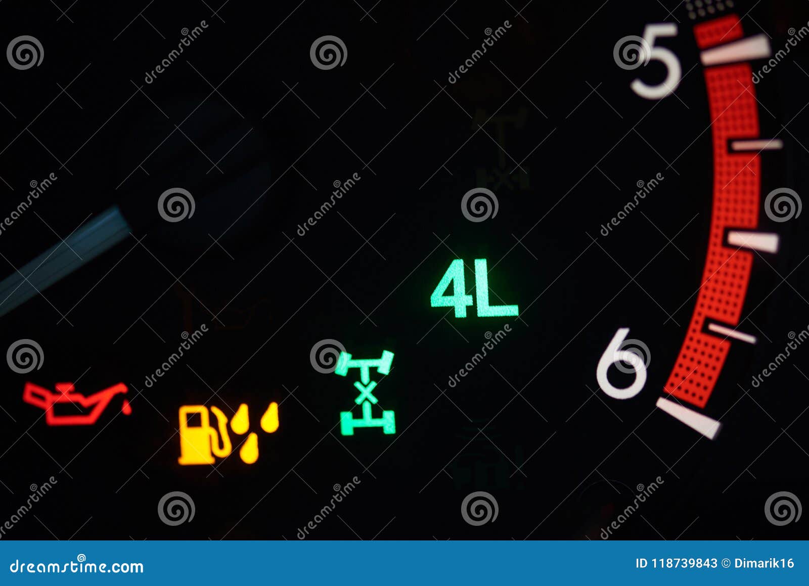 Warning signs of 4x4 car stock image. Image of instrument - 118739843