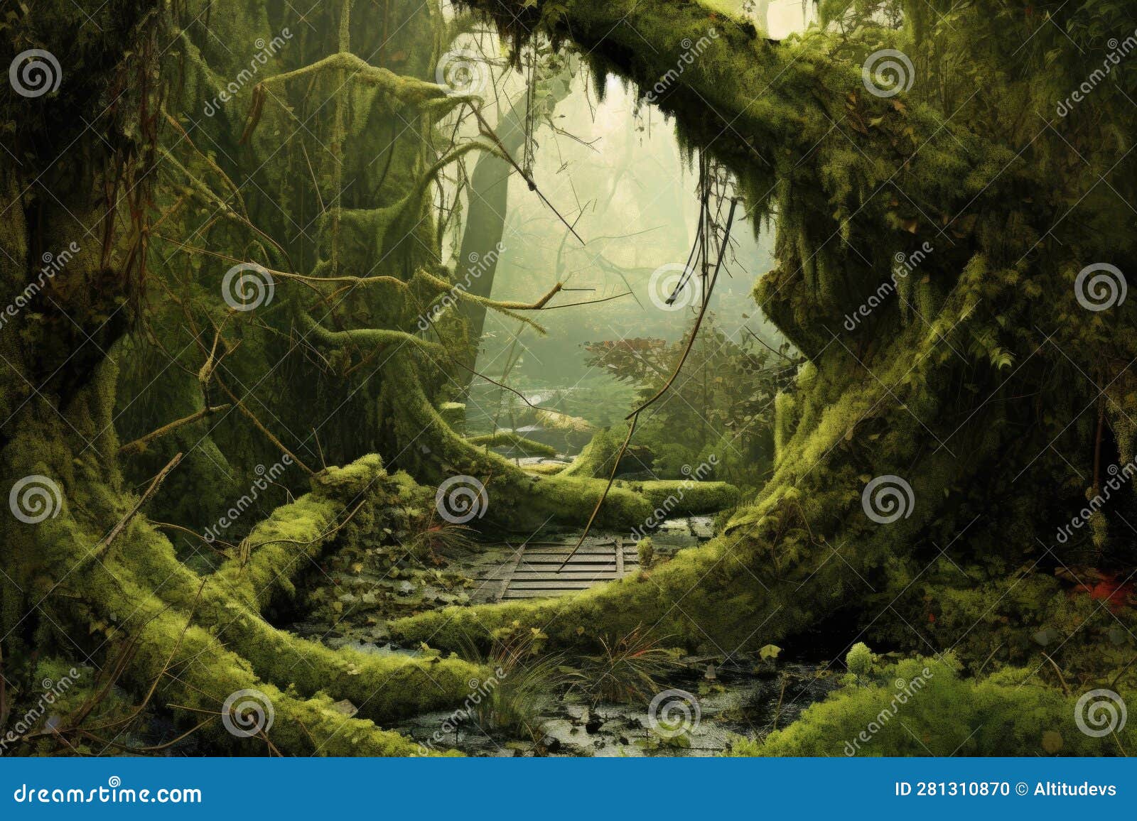Warning Signs Covered in Vines and Moss Stock Photo - Image of ...