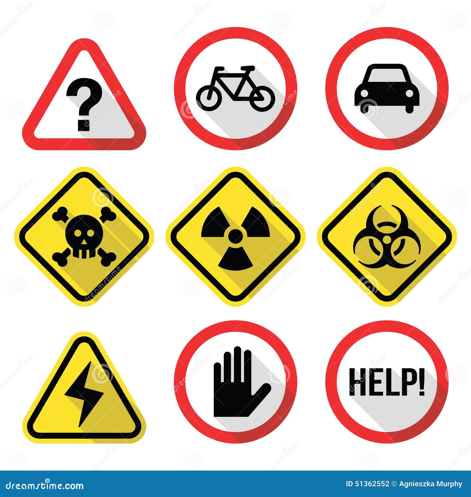 Warning Signs - Danger, Risk, Stress - Flat Design Stock Illustration ...
