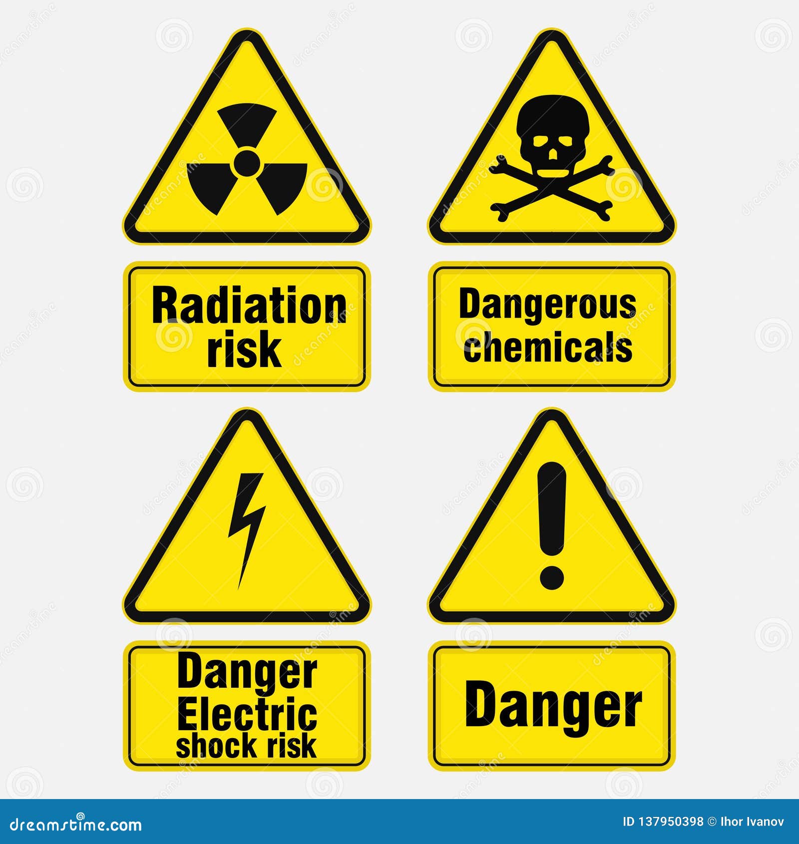 Warning Signs about Danger, Signs in Yellow Triangles Stock ... Warning Signs about Danger, Signs in Yellow Triangles Stock ...