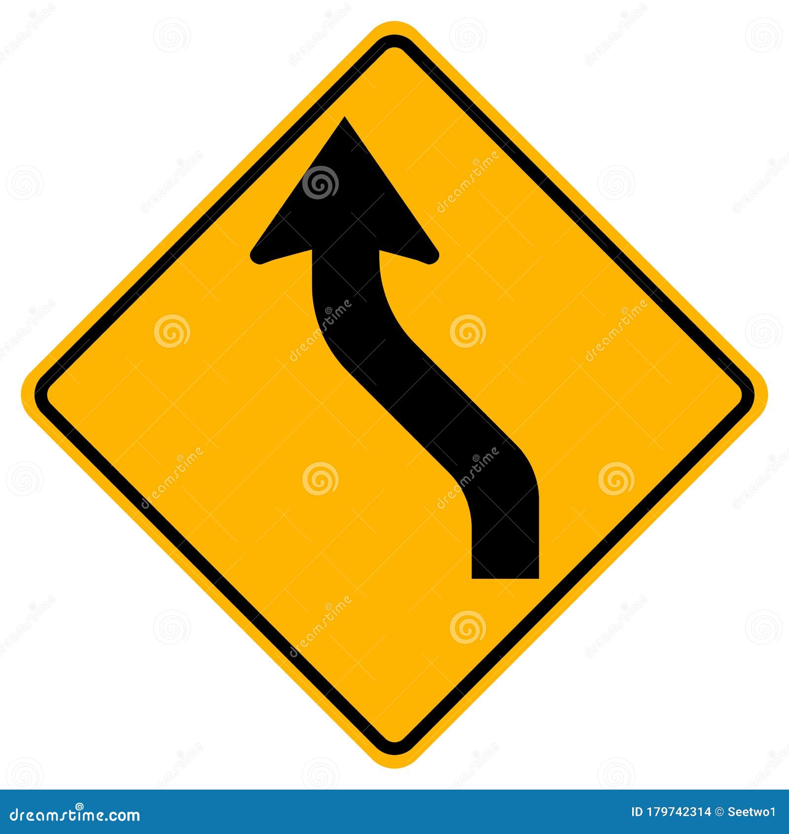 Warning Signs Double Curve, First To Left on White Background Stock ...