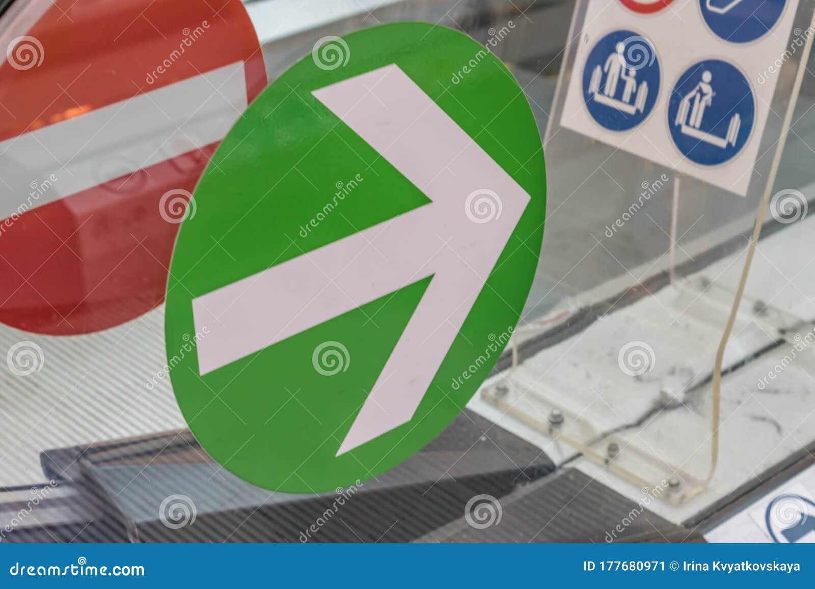 Warning signs on escalator editorial photo. Image of elevator - 177680971