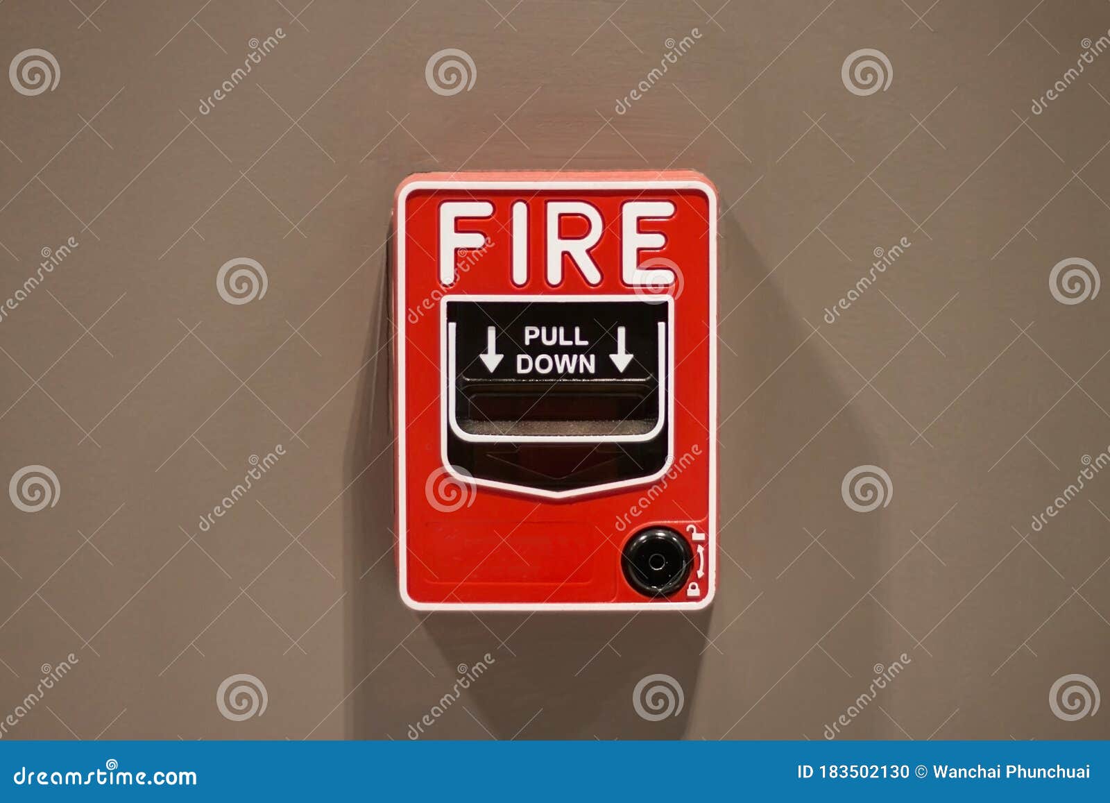 Fire Alarm Button the Red Square Box Style Attached To the Wall of the ...