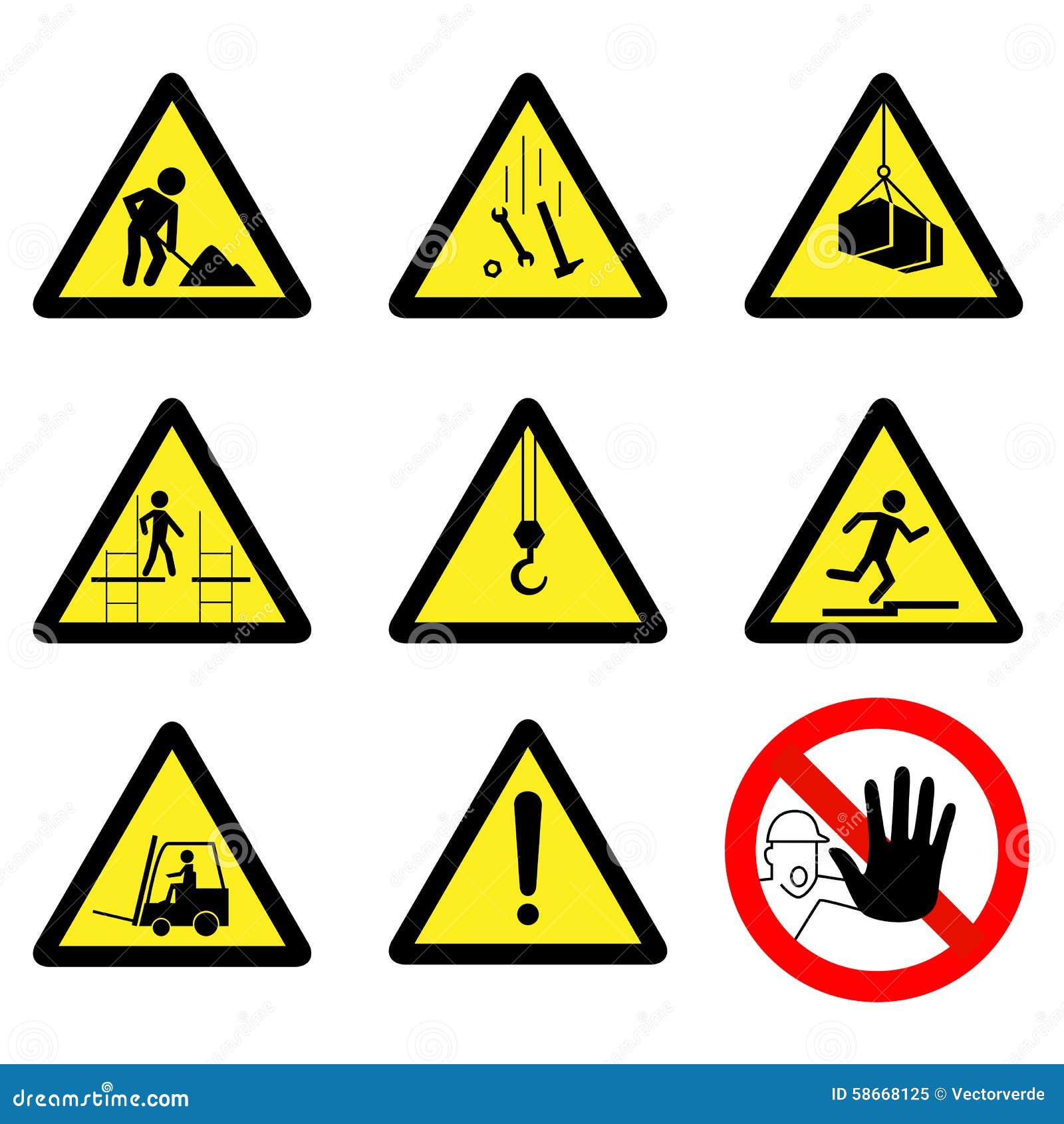 Warning signs stock vector. Illustration of attention - 58668125