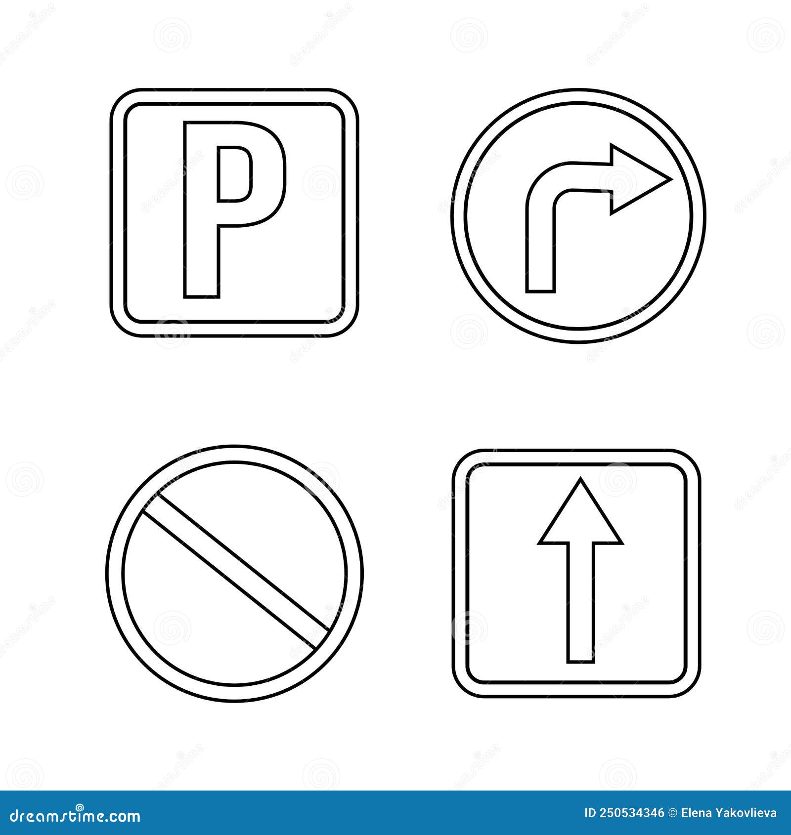 Warning Signs in Line Style. Vector Illustration Stock Vector ...