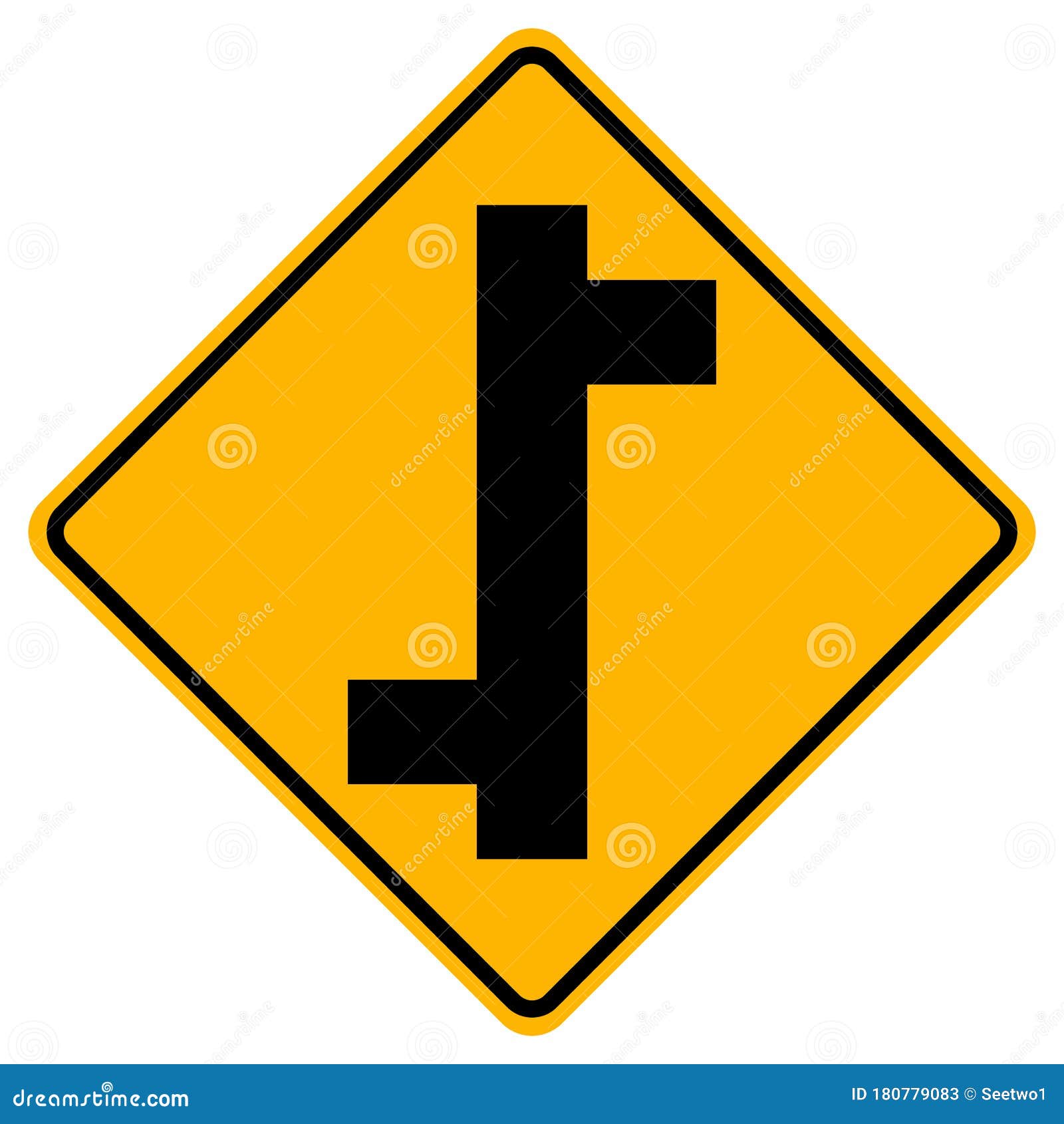 Warning Signs Offset Road Junction, Left and Right on White Background ...