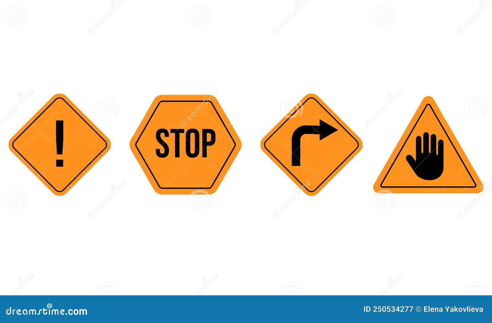 Warning Signs in Orange. Stop. Vector Illustration Stock Vector ...
