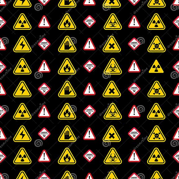 Warning Signs Pattern - Triangle Warning, Danger Signs Stock ...