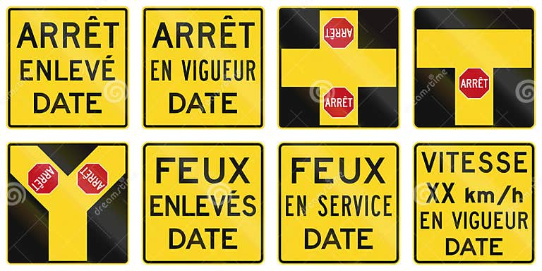 Warning Signs in Quebec - Canada Stock Illustration - Illustration of ...