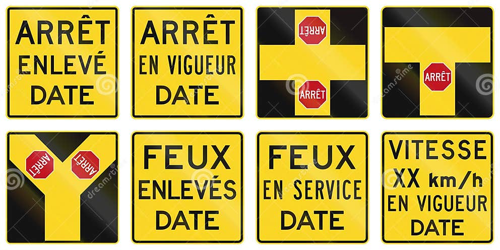 Warning Signs in Quebec - Canada Stock Illustration - Illustration of ...