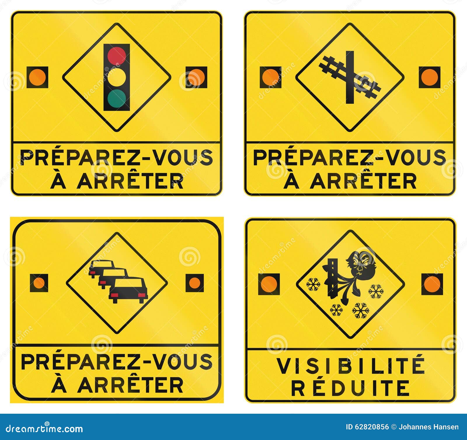 Warning Signs in Quebec - Canada Stock Illustration - Illustration of ...